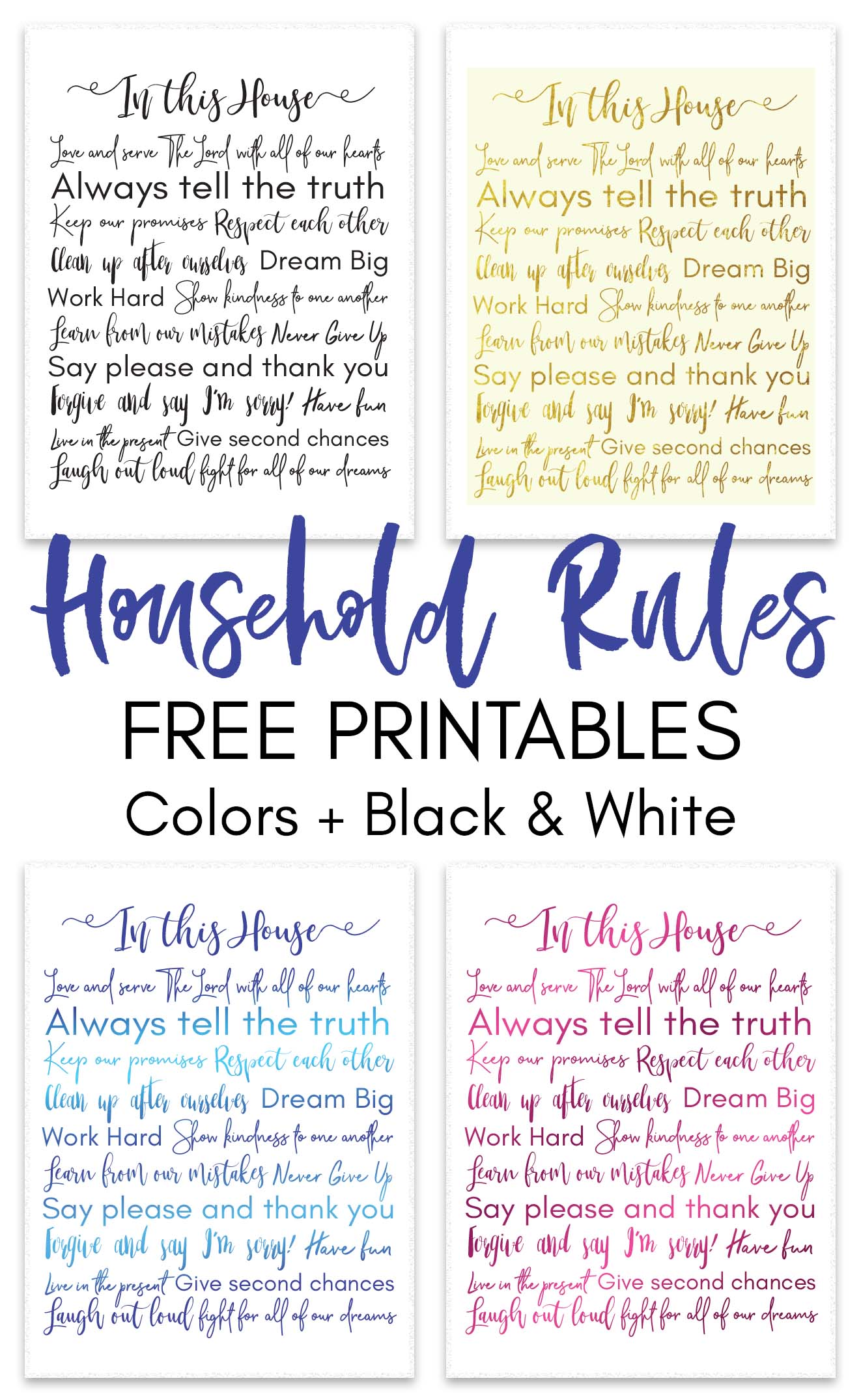Household Rules Free Printable Household Rules Free Printable