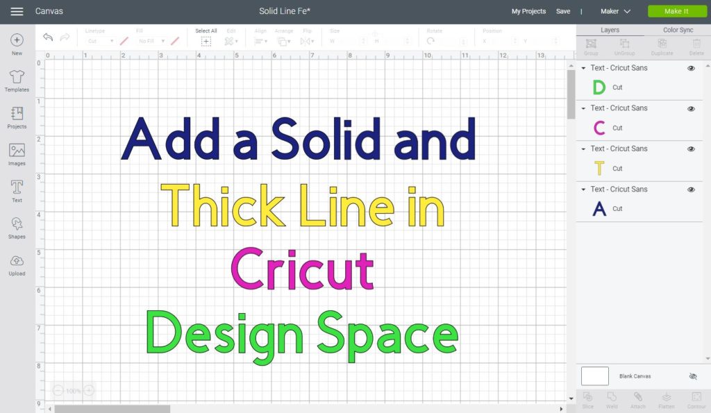 How To Add A Solid Line In Cricut Design Space Thin And Thick 