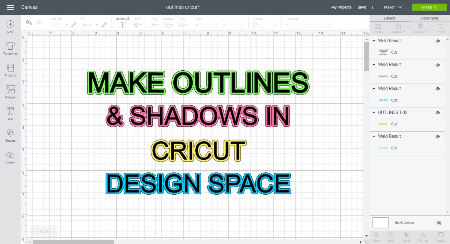 How To Make Outlines Shadows To Use In Cricut Design Space