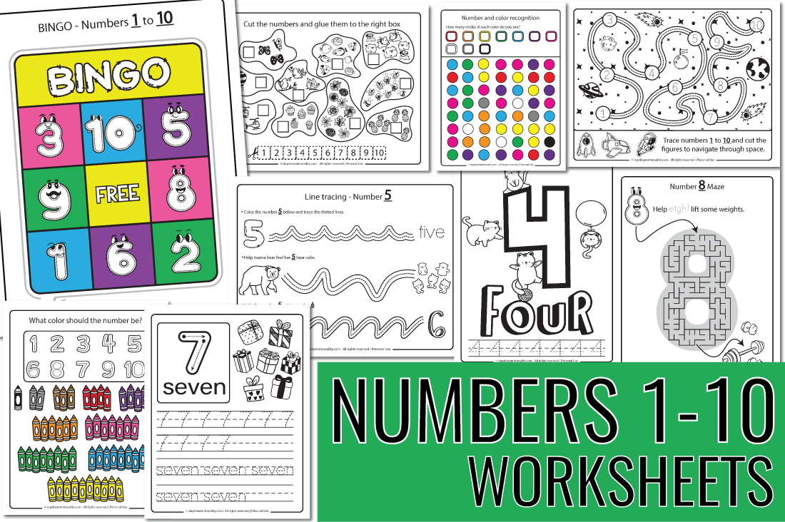 Numbers 1 to 10 Worksheets Free PDF Printables | Tracing, Mazes, Games ...
