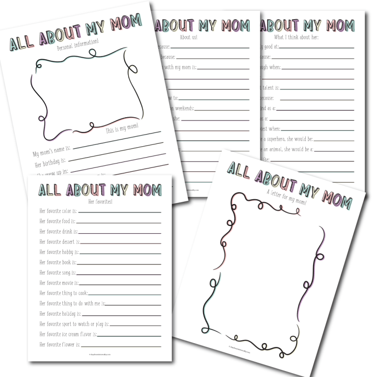 All About My Mom | Free PDF Printable! – Daydream Into Reality