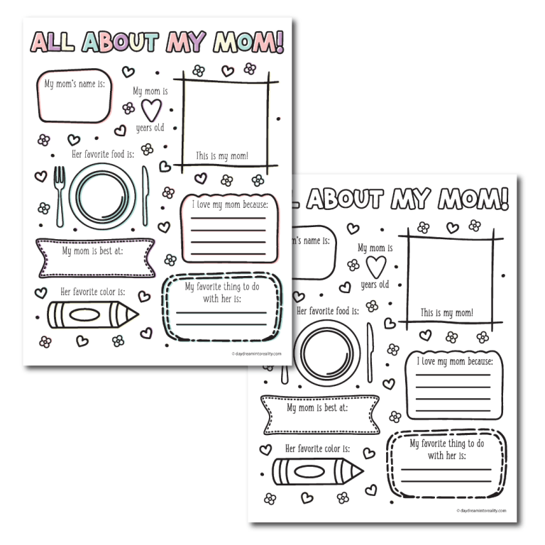 All About My Mom | Free PDF Printable! – Daydream Into Reality
