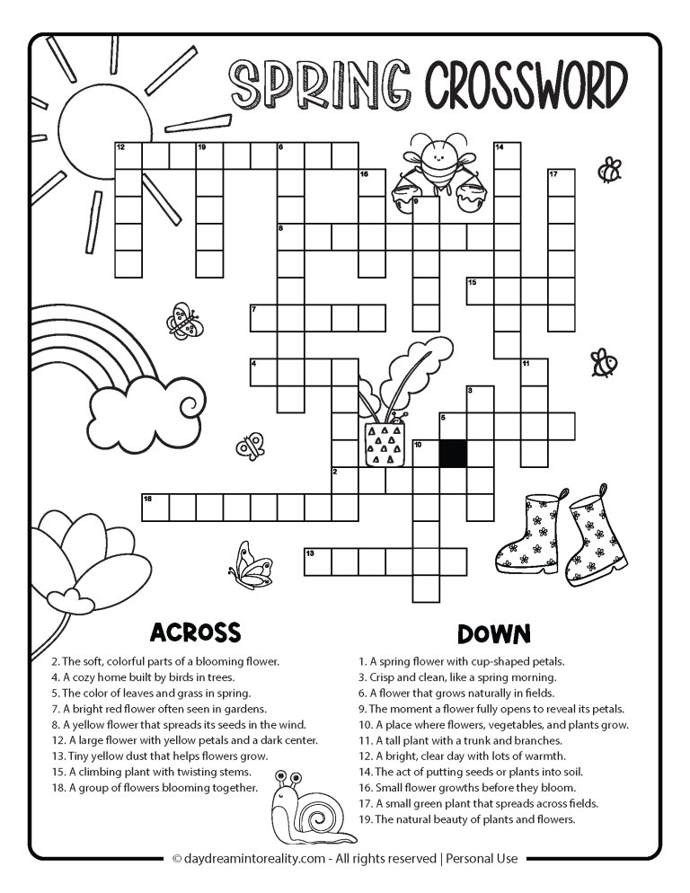 Spring Crossword Free PDF Printables | Easy, Medium, Hard, & Advanced ...