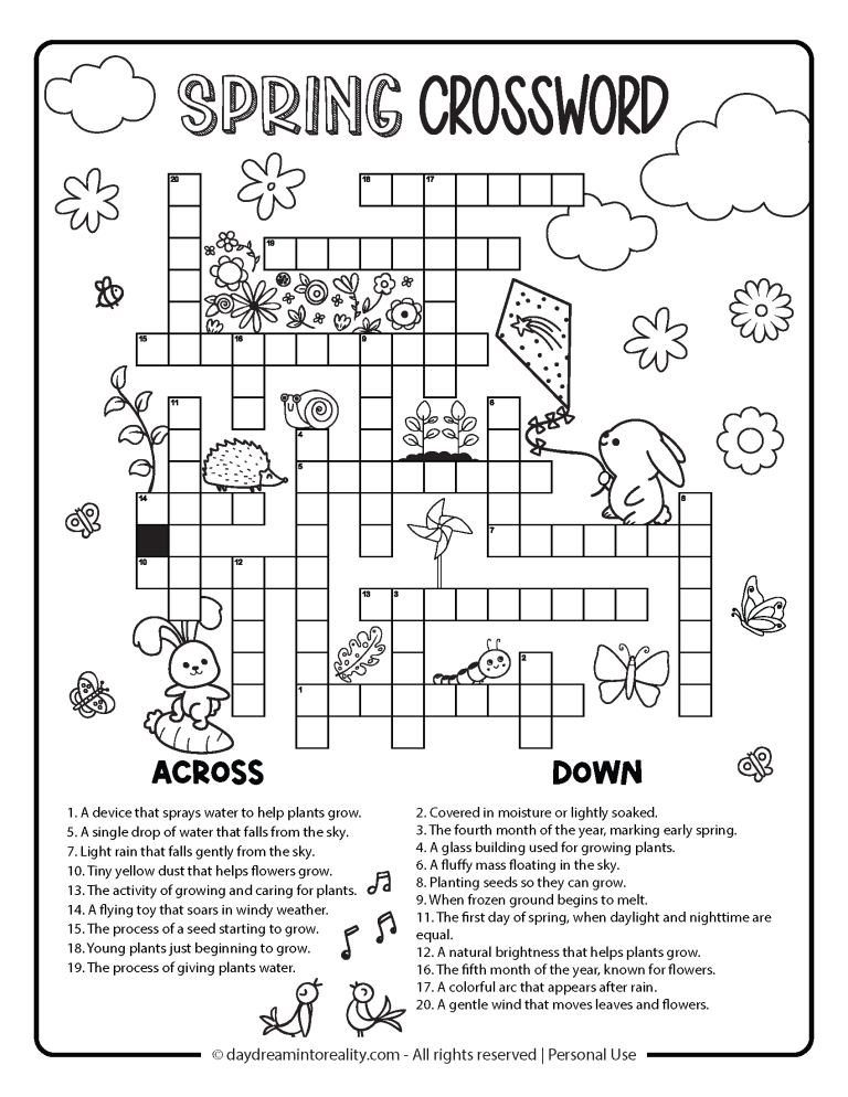 Spring Crossword Free PDF Printables | Easy, Medium, Hard, & Advanced ...