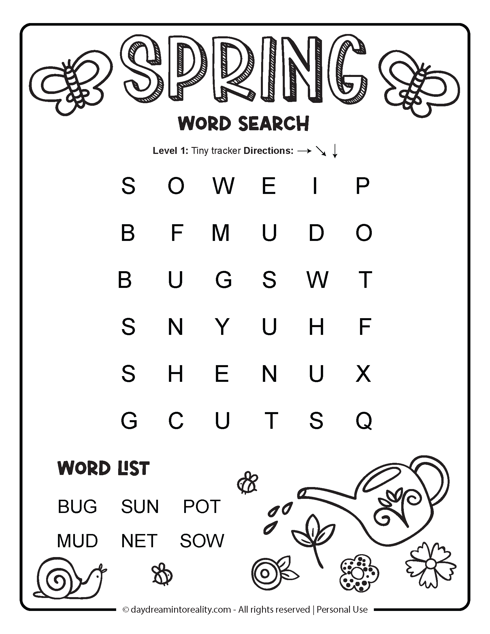 Spring Word Search Free PDF Printables | 6 Levels of Difficulty ...