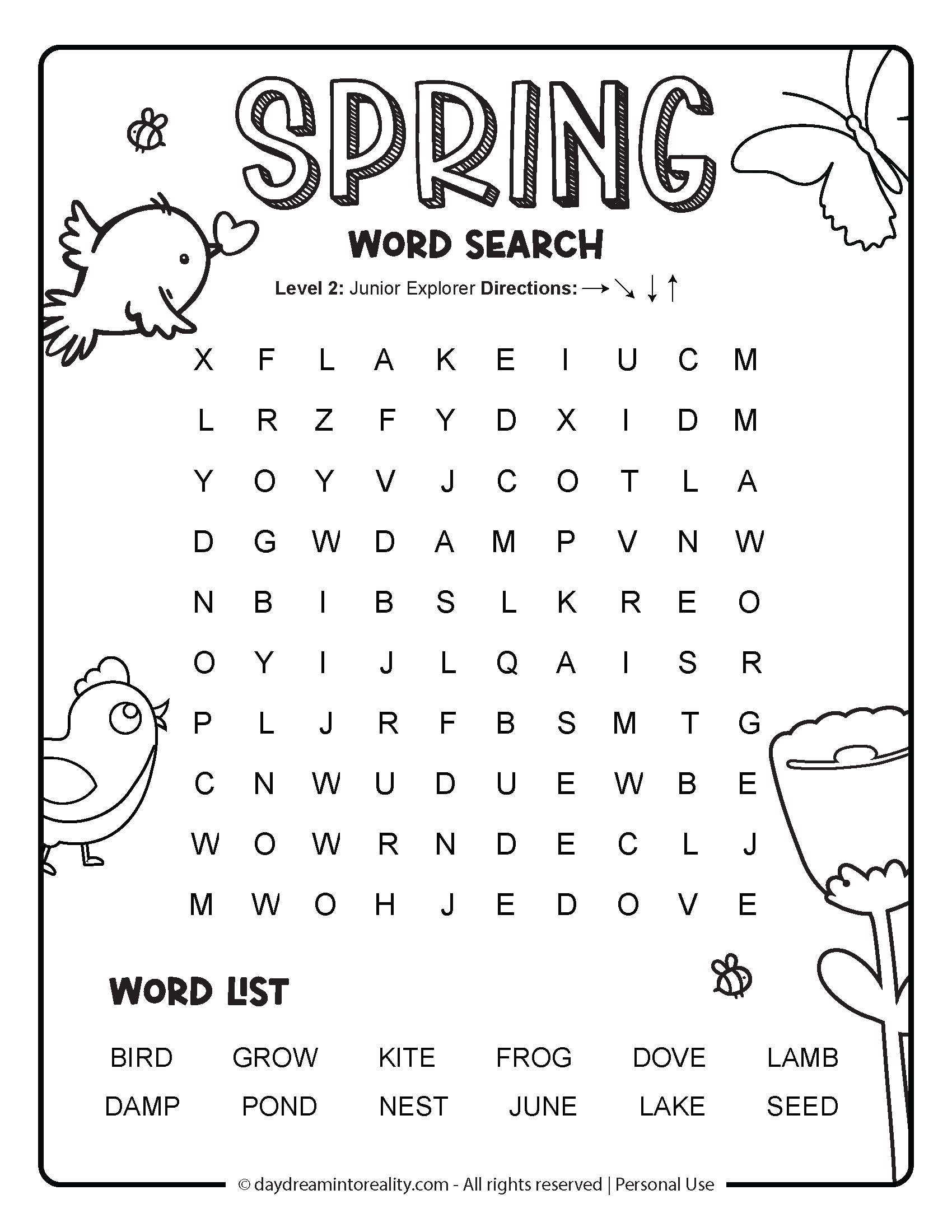 Spring Word Search Free PDF Printables | 6 Levels of Difficulty ...