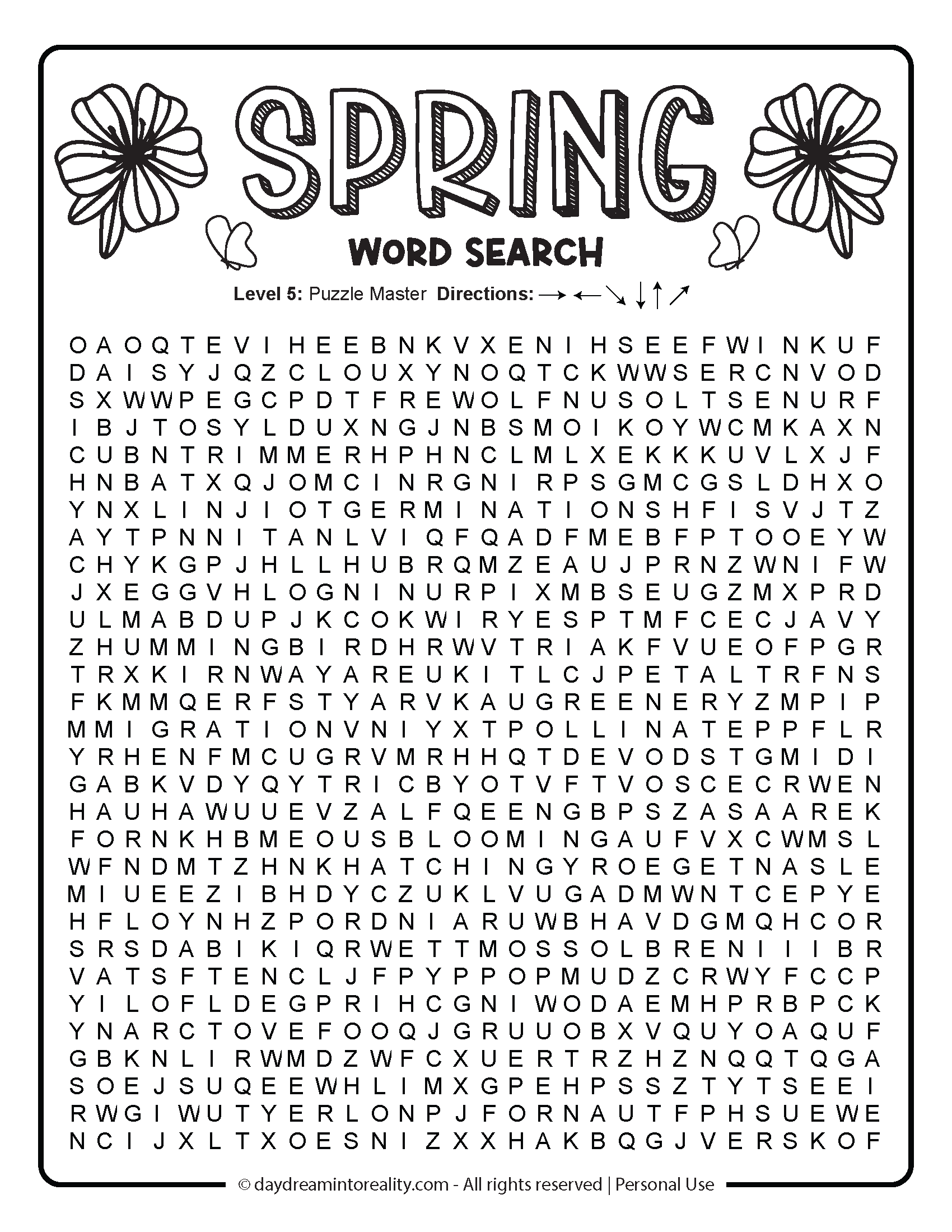Spring Word Search Free PDF Printables | 6 Levels of Difficulty ...